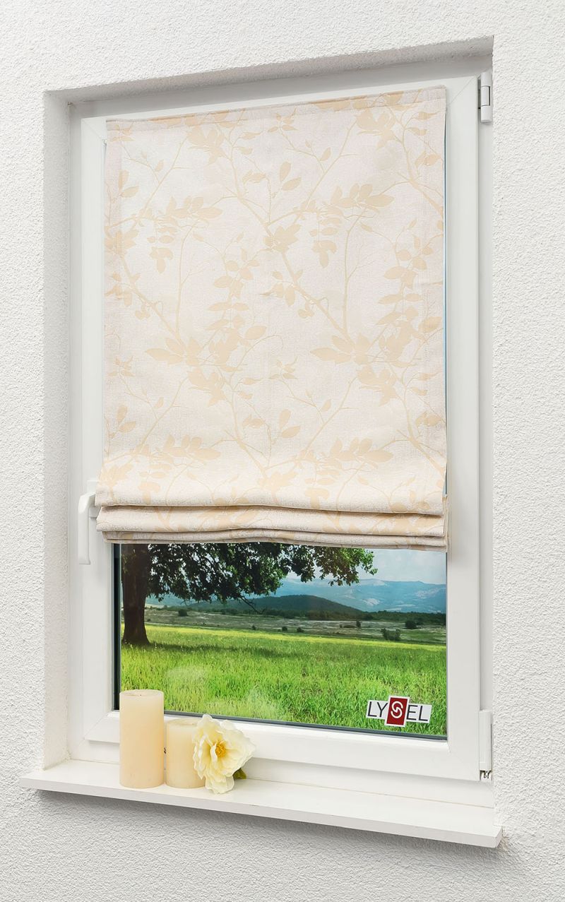 Raffrollo in Beige - verspielte Raffgardinen im Raumtextilienshop